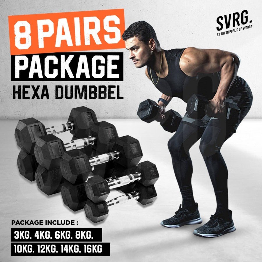 Value Pack Hexa Rubber Dumbbell Set - SVRG